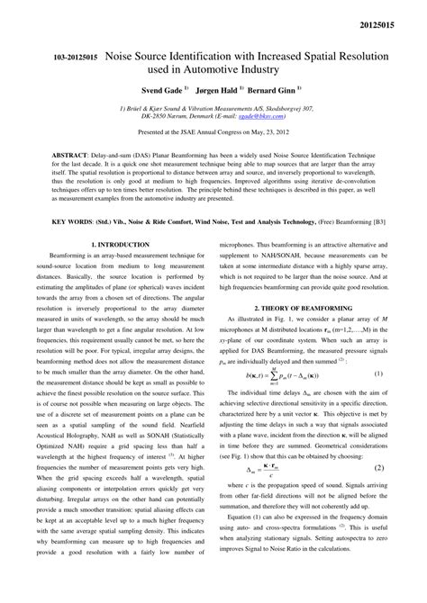 Pdf Noise Source Identification With Increased Spatial Resolution Used In Automotive Industry