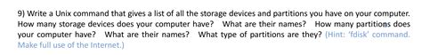 Solved Write A Unix Command That Gives A List Of All The Chegg