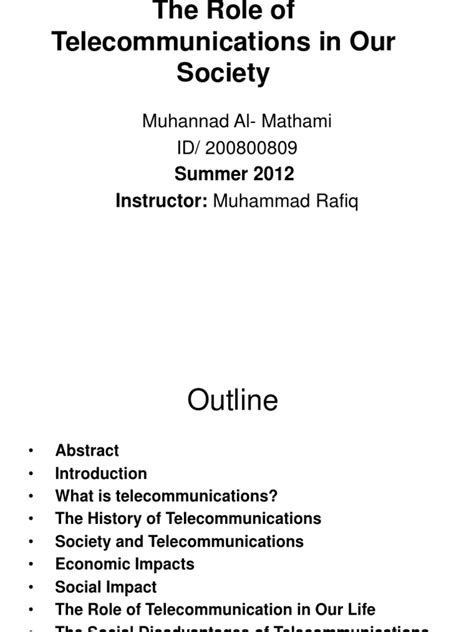 Role Of Telecommunication Pdf Telecommunication Information And