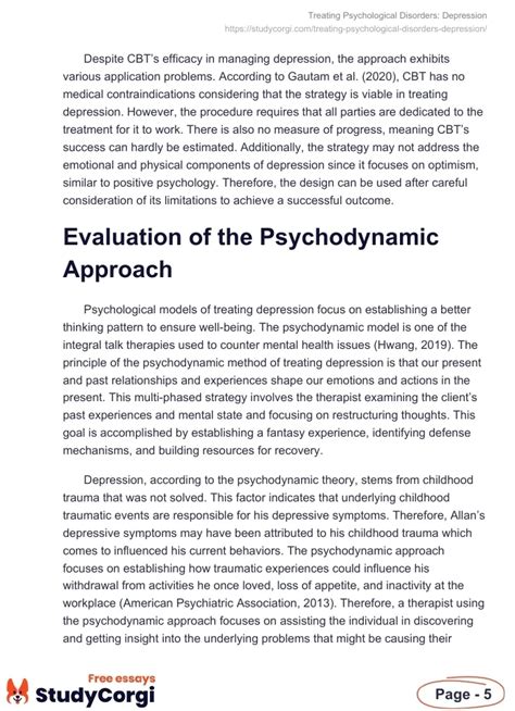 Treating Psychological Disorders Depression Free Essay Example