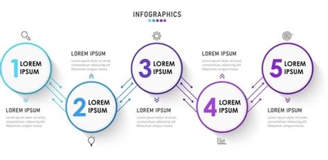 خرید و قیمت دانلود وکتور لایه باز قالب اینفوگرافیک 5 مرحله‌ای کسب و کار همراه با خطوط اتصال و