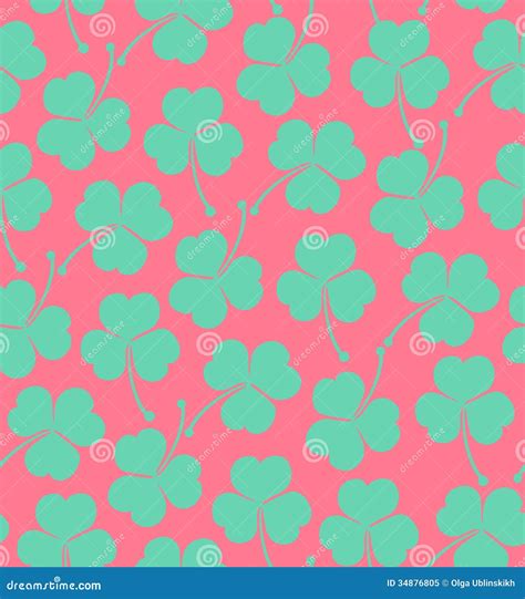Seamless Cute Pattern With Clover Trefoil Endless Background Texture For Wallpapers Packaging