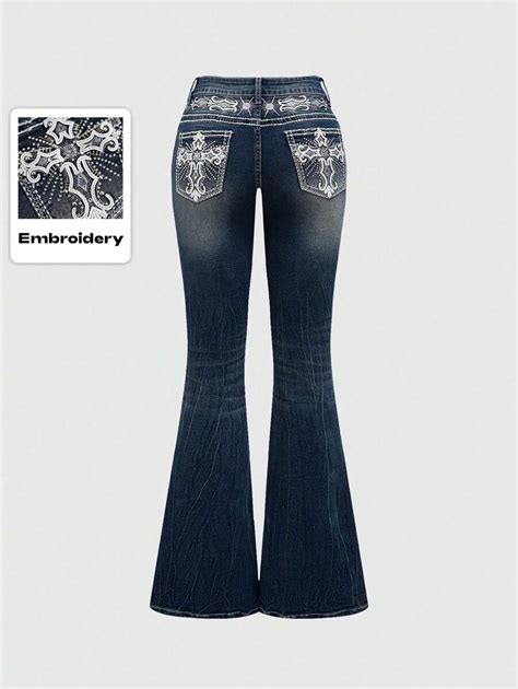 Romwe Grunge Punk Y2k Retro Midriff Pocket Cross Wing Embroidery Fitted