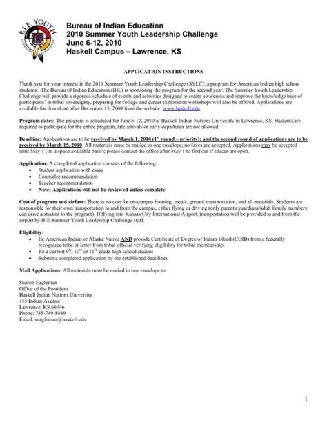 APPLICATION INSTRUCTIONS Haskell Indian Nations University