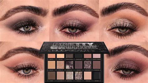 LOOKS WITH THE HUDA BEAUTY PRETTY GRUNGE PALETTE LOOKS PALETTE YouTube