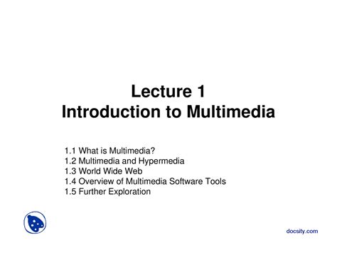 Introduction To Multimedia Multimedia Applications Lecture Slides Docsity