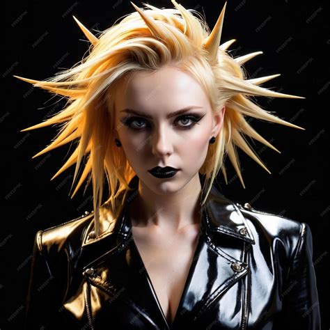 Premium Photo Punk Goth Woman With Spiky Blond Hair