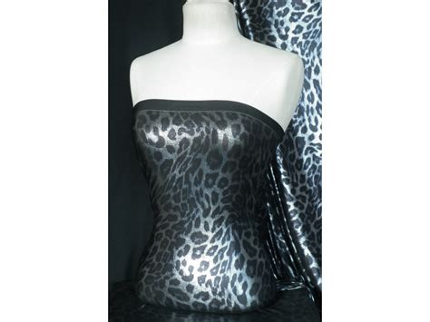 Foil Leopard Print Sheer Stretch Fabric Black Silver Q1258 Bkslv