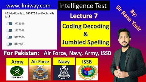 Coding Decoding Jumbled Spelling Intelligence Test Lecture 7 Pak Air Force Army Navy