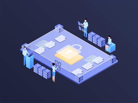 Business Security Isometric Illustration Dark Gradient Suitable For