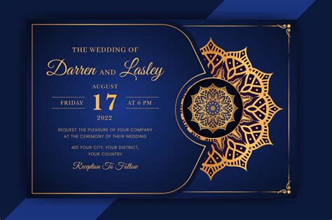 Luxury Mandala Wedding Invitation Card Template With Pattern Arabic