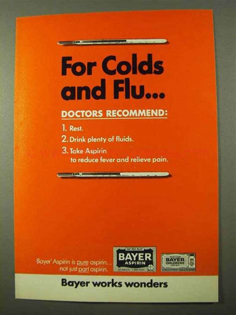 1971 Bayer Aspirin Ad For Colds And Flu Cy0130