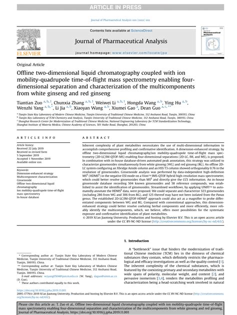 Pdf Offline Two Dimensional Liquid Chromatography Coupled With Ion