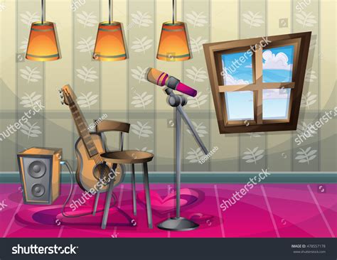 Cartoon Vector Illustration Interior Music Room Stock Vector Royalty