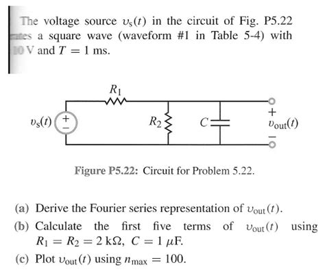 solved the voltage source st in the circuit of fig p5 22 is a square