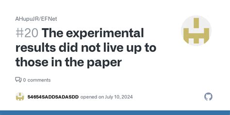 the experimental results did not live up to those in the paper · issue