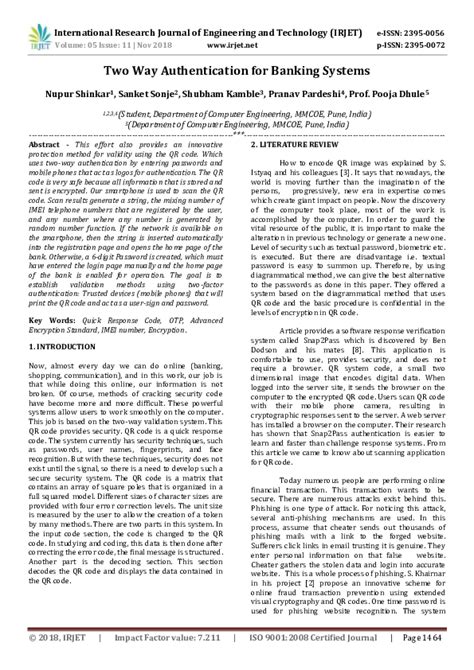 pdf irjet two way authentication for banking systems