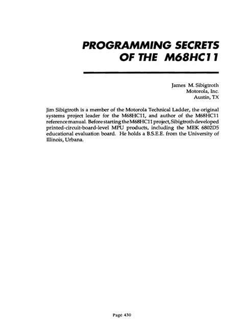 Esc 1991 Vol2 Page430 Sibigtroth Programming Secrets Of The M68hc11 Pdf