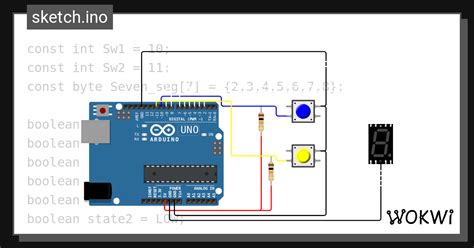 Switch 7seg Up Down Wokwi Esp32 Stm32 Arduino Simulator
