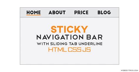 Sticky Navbar With Sliding Underline On Scroll Html Css Javascript