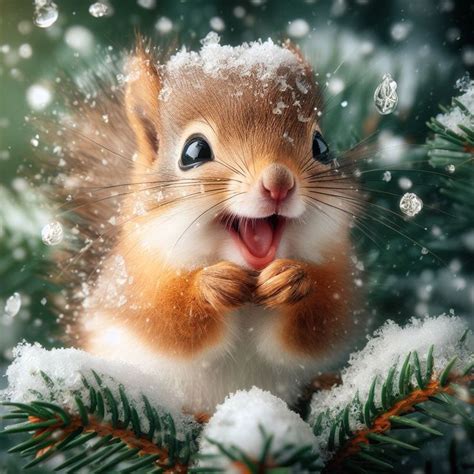 Белочка и снежинки | Squirrel pictures, Cute little animals, Animal art