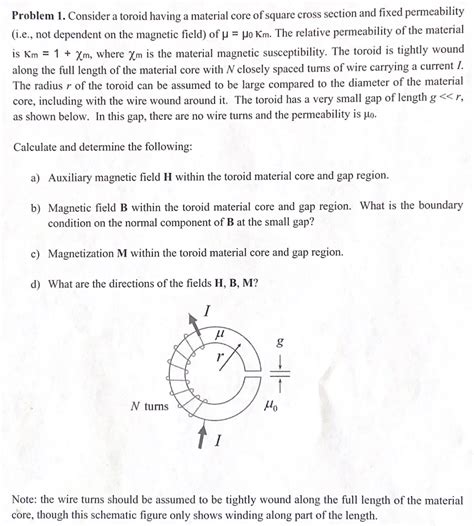 Solved Problem 1 Consider A Toroid Having A Material Core