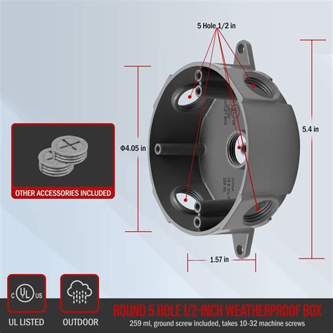 Enerlites 4 Diameter Round Weatherproof Outlet Box