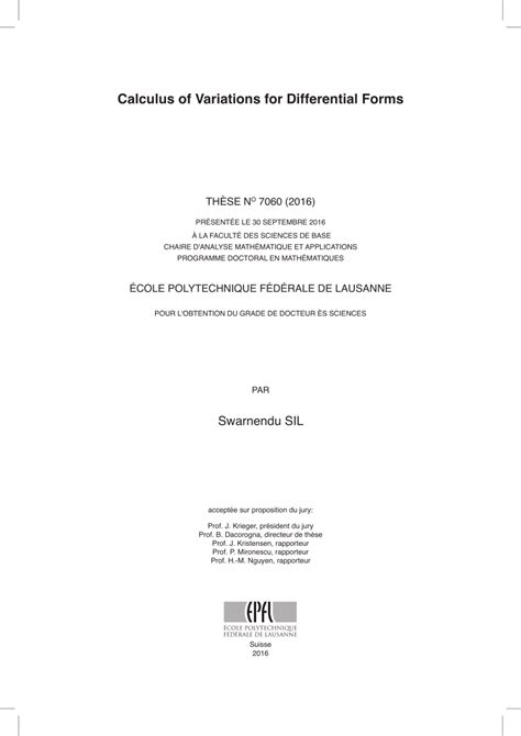 Pdf Calculus Of Variations For Differential Forms