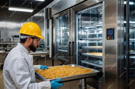 Worker Operating Automated Food Machines Premium Ai Generated Image
