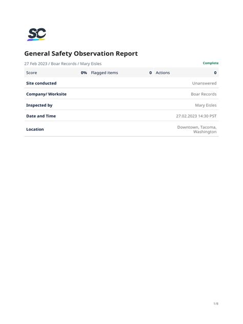 General Safety Observation Report Sample Pdf Report Pdf Fire Safety