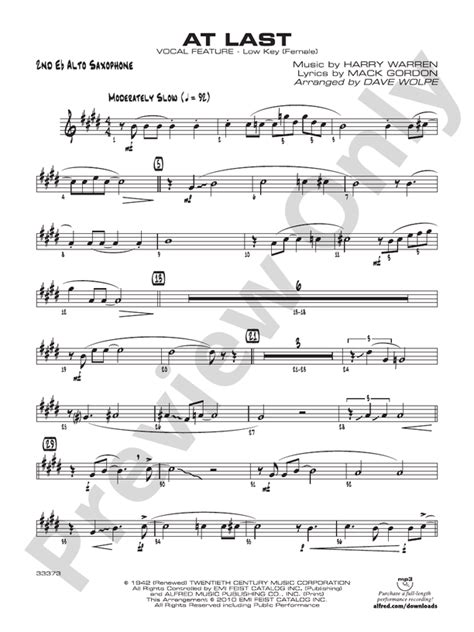 At Last 2nd E Flat Alto Saxophone 2nd E Flat Alto Saxophone Part