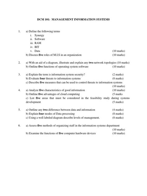 Business Information Systems Past Papers Pdf Information System