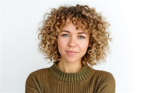 Premium Photo Satisfied Expression Curlyhaired Beauty