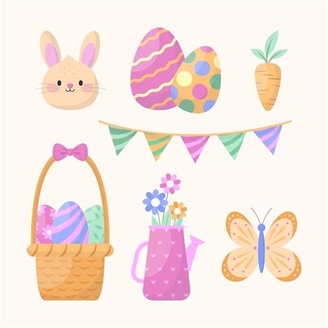 Premium Vector Flat Easter Celebration Elements Collection