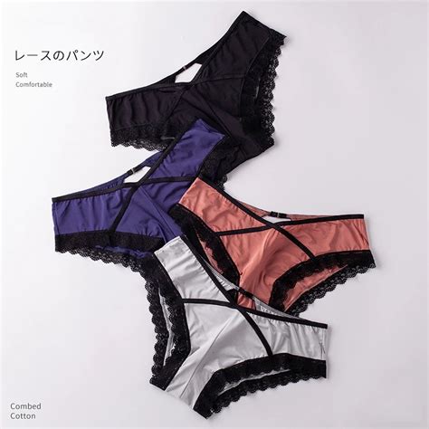 일본식 섹시한 레이스 끈 팬티 문자열 여성 V 허리 부드러운 통기성 원활한 팬티 속이 빈 속옷 Culotte Femme