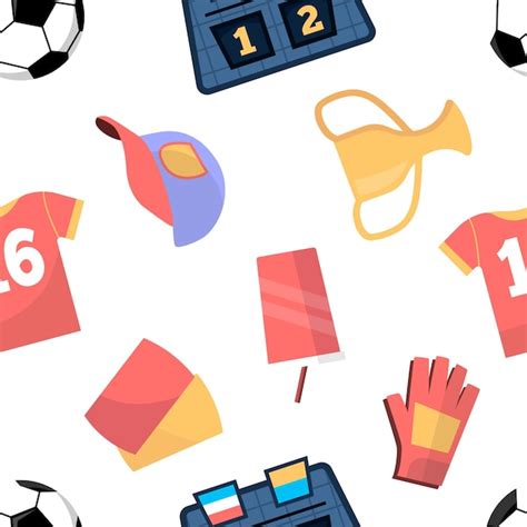 Fútbol patrón de fútbol conjunto de dibujos animados de objetos