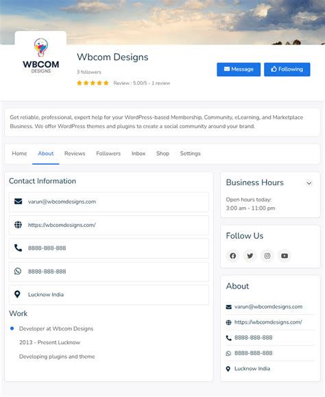 buddypress business profile wbcom designs