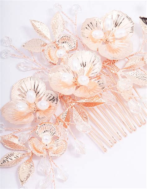 Rose Gold Pearl Flower Hair Comb Lovisa