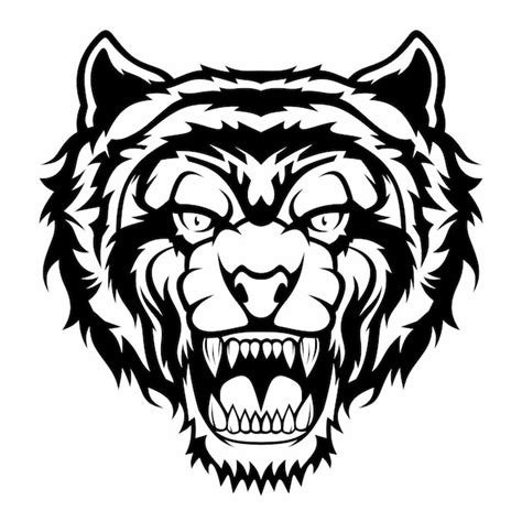 화난 호랑이 머리 마스코트 흰색 절연 프리미엄 벡터