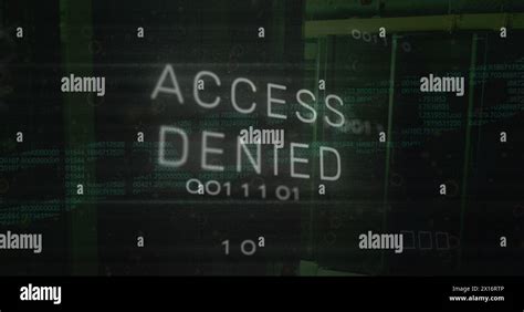 Image Of X Mark On Excess Denied Text With Binary Codes And Computer