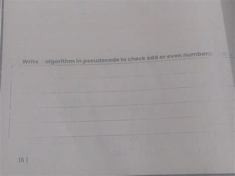 Write Algorithm In Pseudocode To Check Odd StudyX