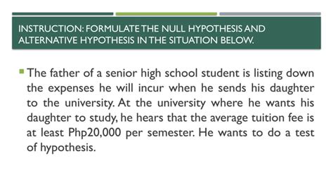 Formulating The Appropriate Null And Alternative Hypotheses On Pptx