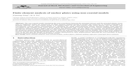 pdf finite element analysis of anchor plates using non coaxial · pdf filejournal of rock