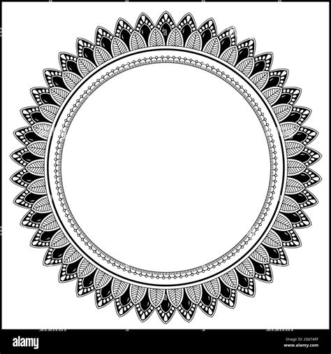 Floral Round Frame Design Concept Isolated On White Background Vector