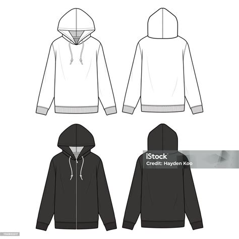 Ilustración De Plantilla De Boceto Plano De Moda Hoodie Y Más Vectores