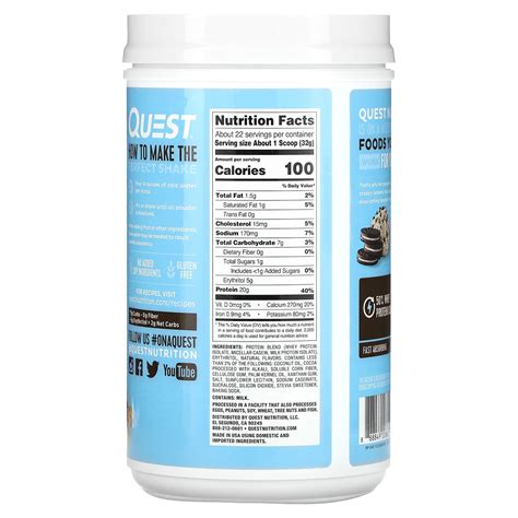 Quest Nutrition Protein Powder Cookies And Cream 16 Lb 726 G