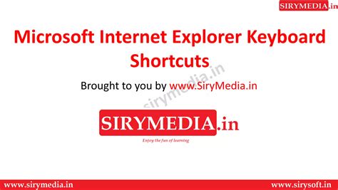 Internet Explorer Keyboard Shortcuts Ppt