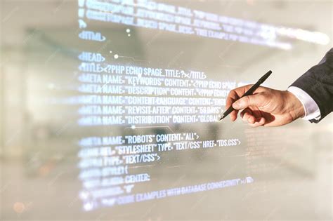 Premium Photo Double Exposure Of Male Hand With Pen Working With