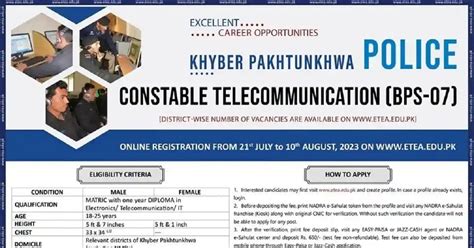 Khyber Pakhtunkhwa Kpk Police Constable Telecommunication Jobs 2023