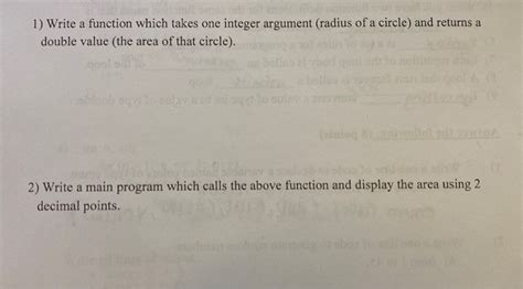 Solved 1 Write A Function Which Takes One Integer Argument